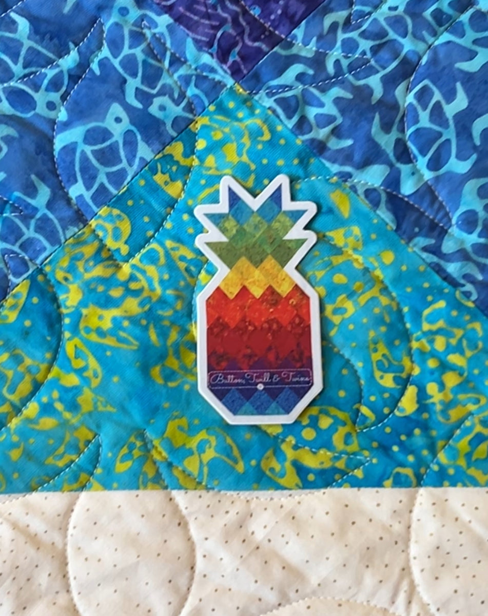 Aloha Pineapple Sticker – Button, Twill and Twine: Quilt Patterns and Longarming Services